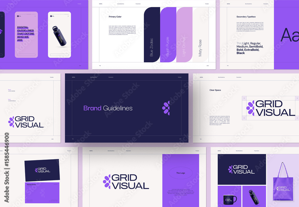 Modern Corporate Digital Brand Guidelines Presentation Template Stock ...
