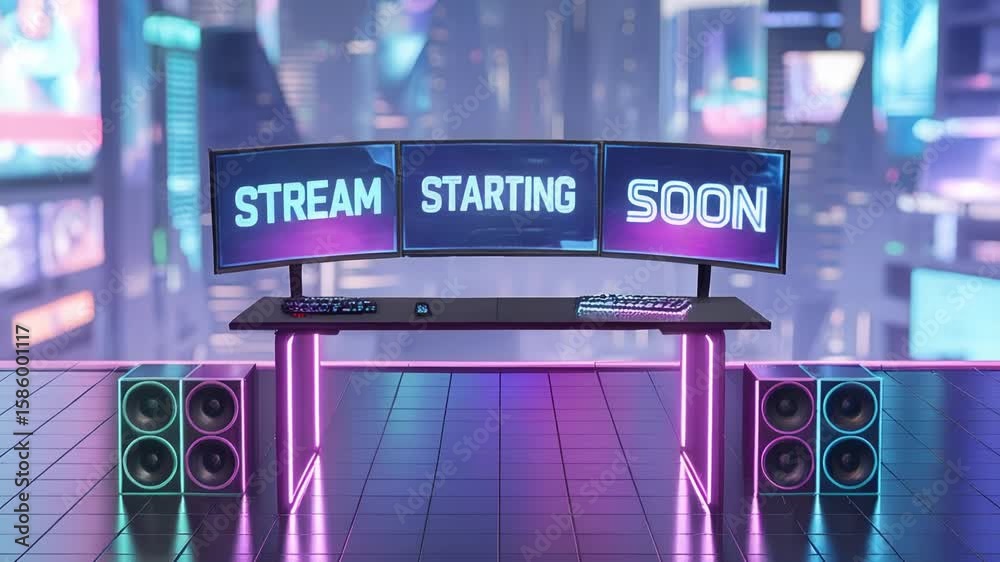 Stream Starting Soon: Neon Cyberpunk Gaming SetupStream starting soon ...