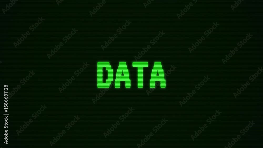Retro computer screen displays green DATA text with blinking cursor ...