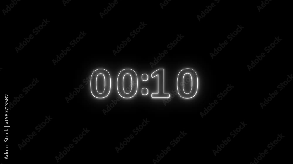Neon one Minute Digital Timer. 1 Minute Digital positive Countdown ...