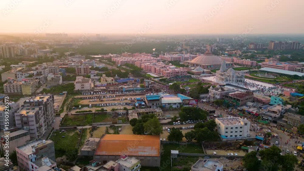 Aerial View of Pram Mandir, Founded by Jagadguru Shri Kripalu Ji ...