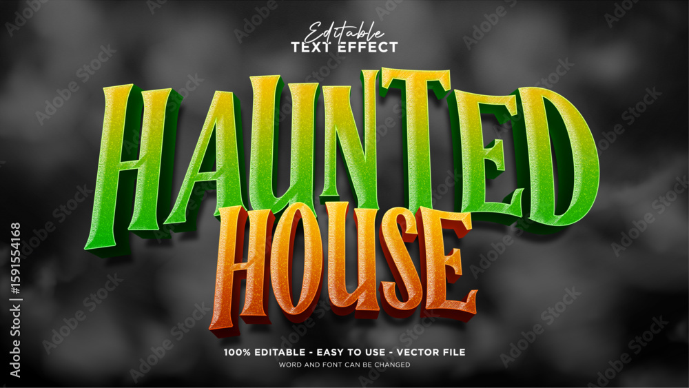 Plagát Editable haunted house 3d text effect, Halloween text effect ...