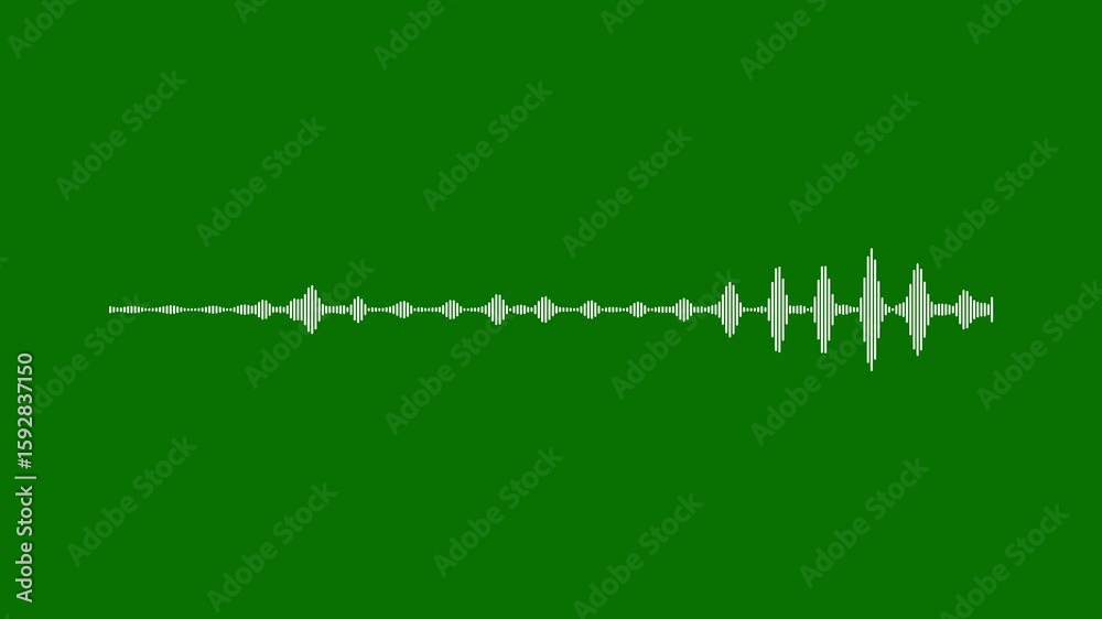White digital sound bars on chroma green screen. 4K seamless waveform ...