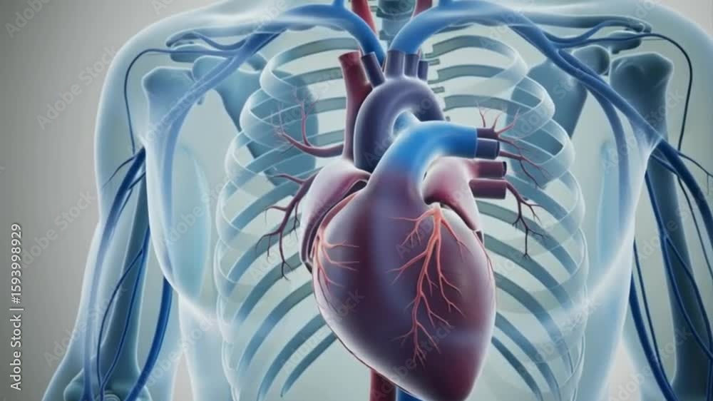 3D Medical Animation of Human Chest Showing Beating Heart and ...