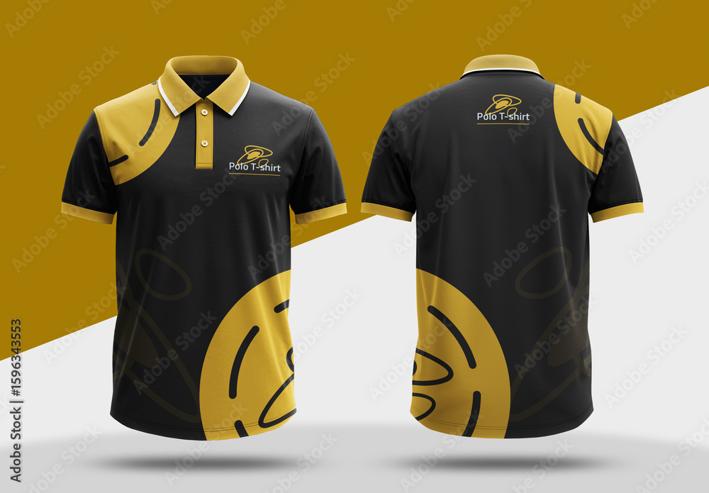 Modern Yellow And Black Polo T Shirt Design Stock Template | Adobe Stock