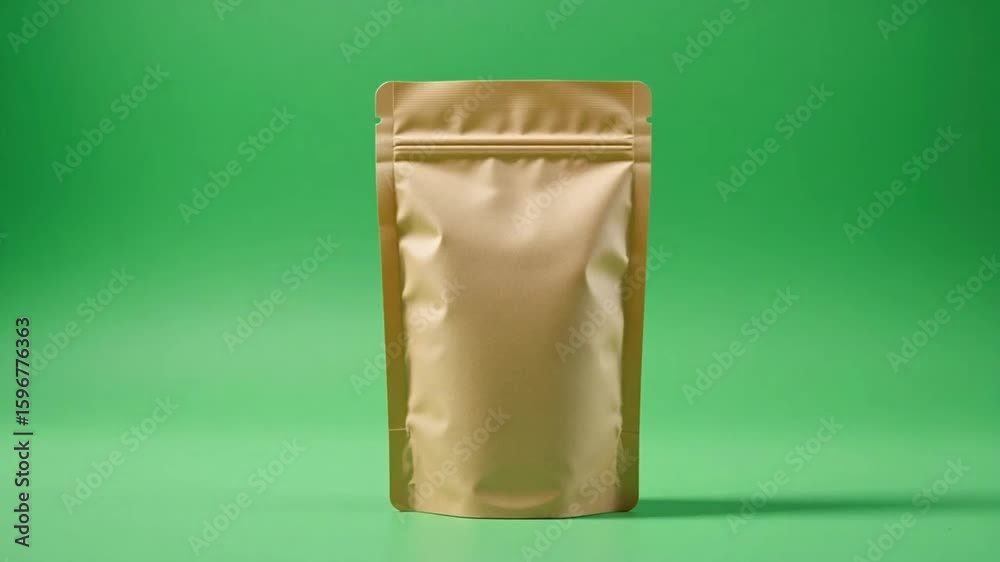 Kraft Paper Sachet Packaging Mockup on Green Screen Chroma Key Stock ...