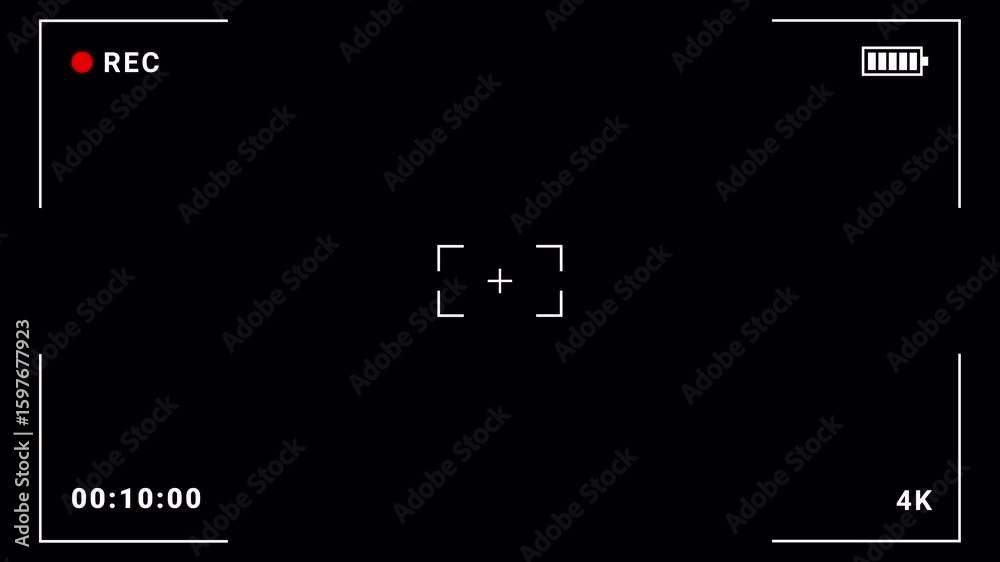 Video camera recorder screen overlay on a transparent background, 4K ...