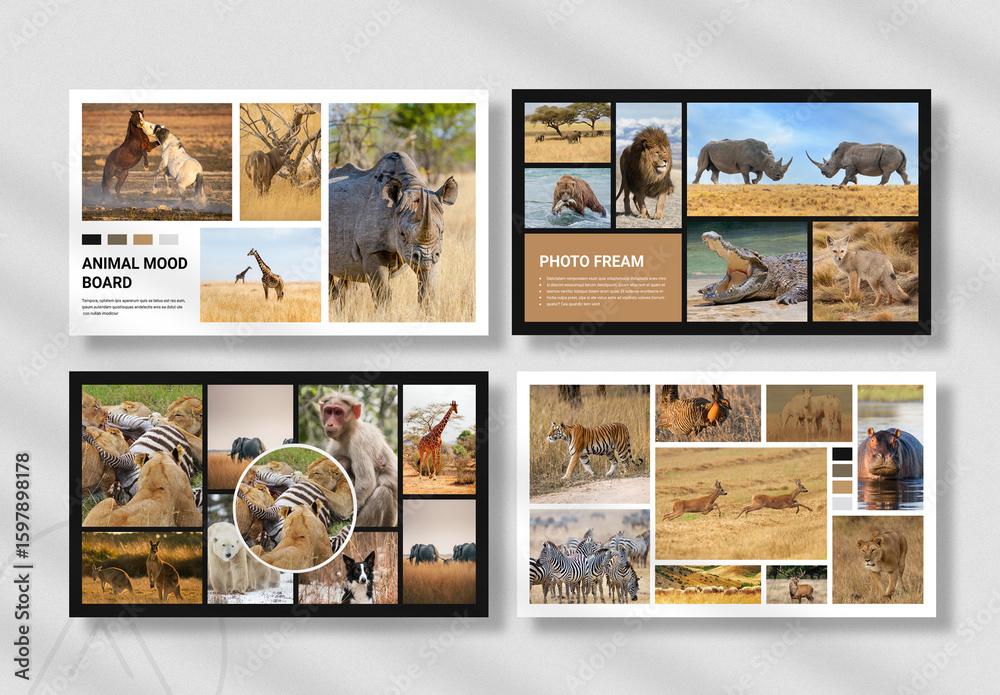 Animal Mood Board Template Stock Template | Adobe Stock