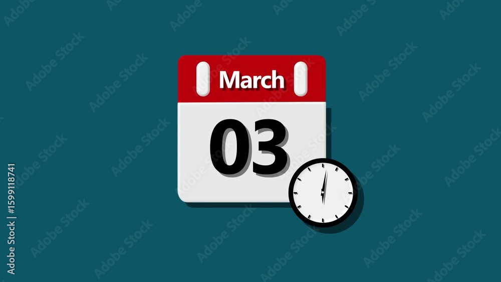 03 March month calendar. calendar simple icon animation date change ...