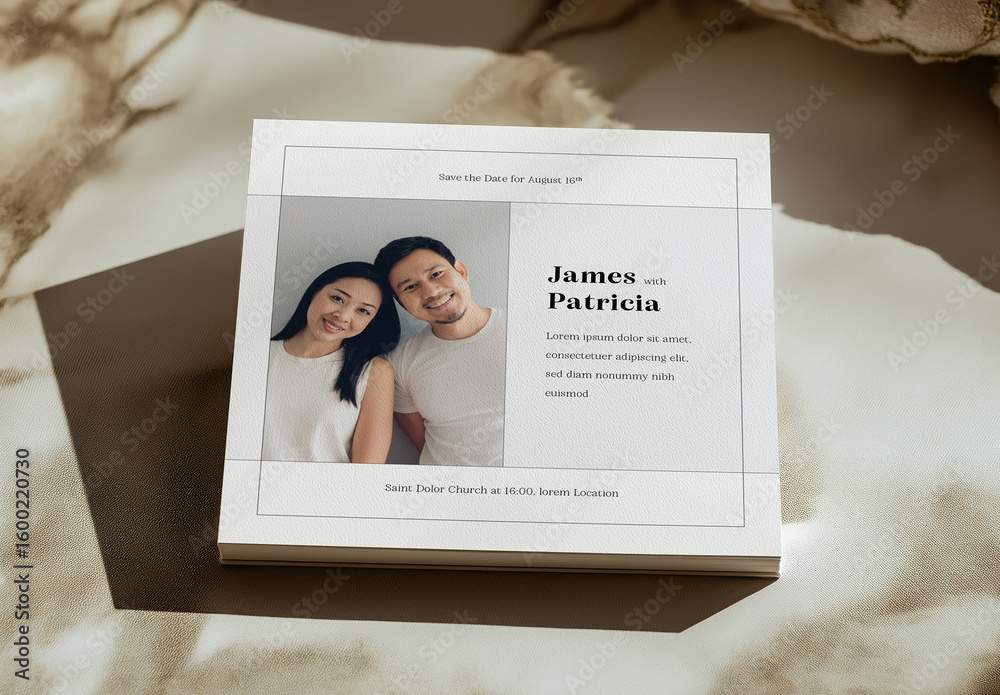 Square Wedding Card Layout With Minimal Design Stock Template | Adobe Stock