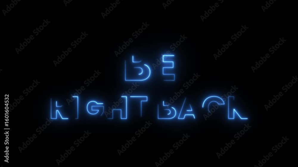 Neon be right back text animation. animated stream overlays, be right ...