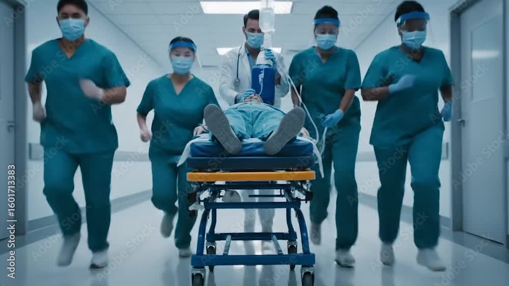 Emergency department doctors, nurses and surgeons moving seriously ...
