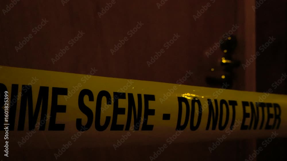 Yellow colored Crime Scene Do Not Enter police caution tape ribbon ...