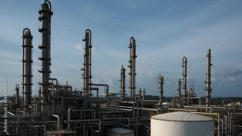 Oil logistics network. Industrial oil gas production facility refinery ...