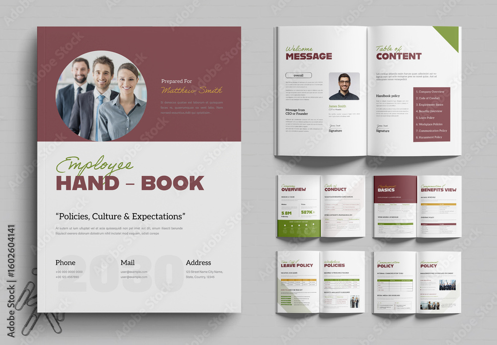 Editable Employee Handbook Template Design Stock Template | Adobe Stock