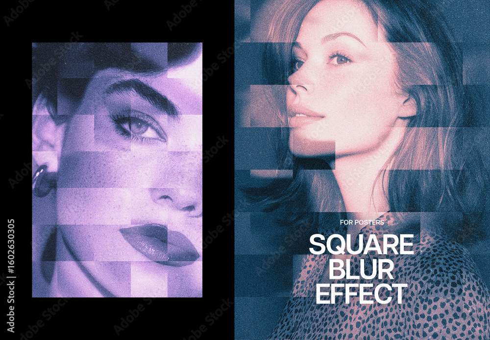 Square Blur Poster Photo Effect Mockup Stock Template | Adobe Stock