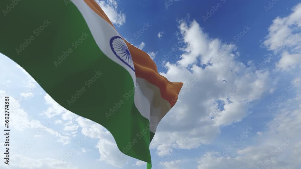 4K Indian Flag Waving in the Sky | Tiranga Animation with Ashoka Chakra ...