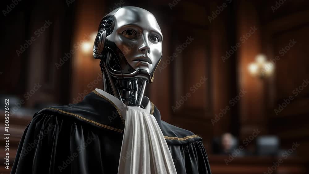 AI replacing humans in legal system – humanoid robot judge in courtroom ...