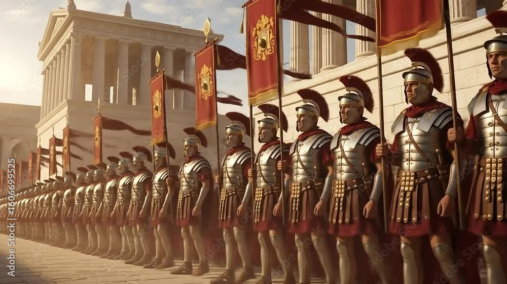 Majestic Roman Legion in Full Armor Standing in Disciplined Formation ...