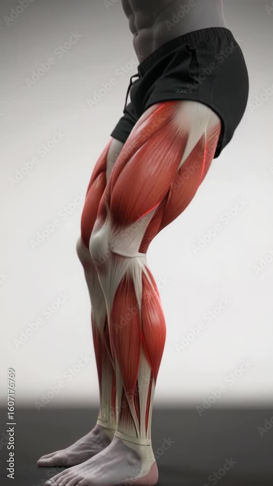 3D anatomical animation of a male performing a squat exercise ...