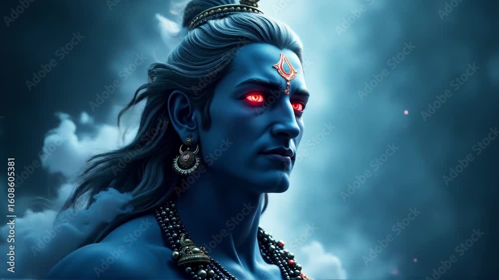 Divine Lord Shiva Face - AI-Generated Spiritual Art in 4K Stock Video ...