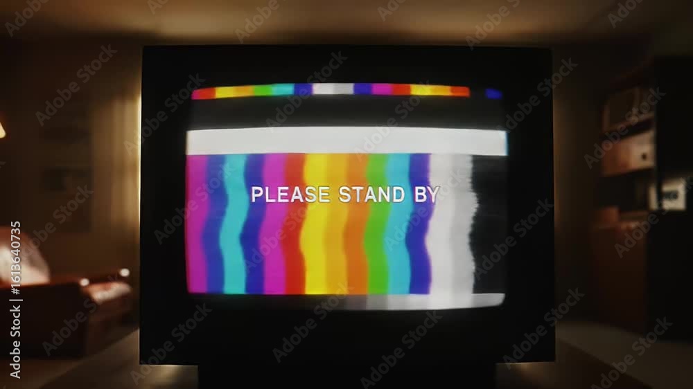 Retro Television Test Pattern with Please Stand By Glitch and Color ...
