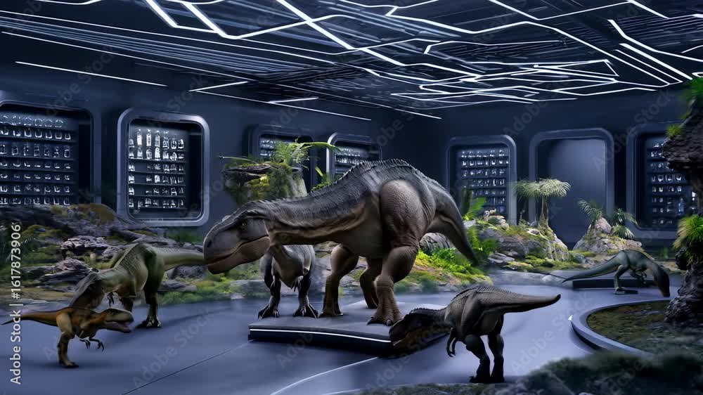 Life-size dinosaur robots move realistically through museum exhibit ...