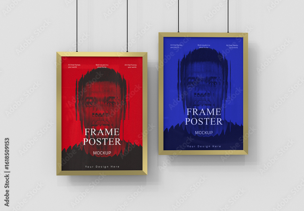 Hanging Metal Frame Poster Mockup Stock Template | Adobe Stock