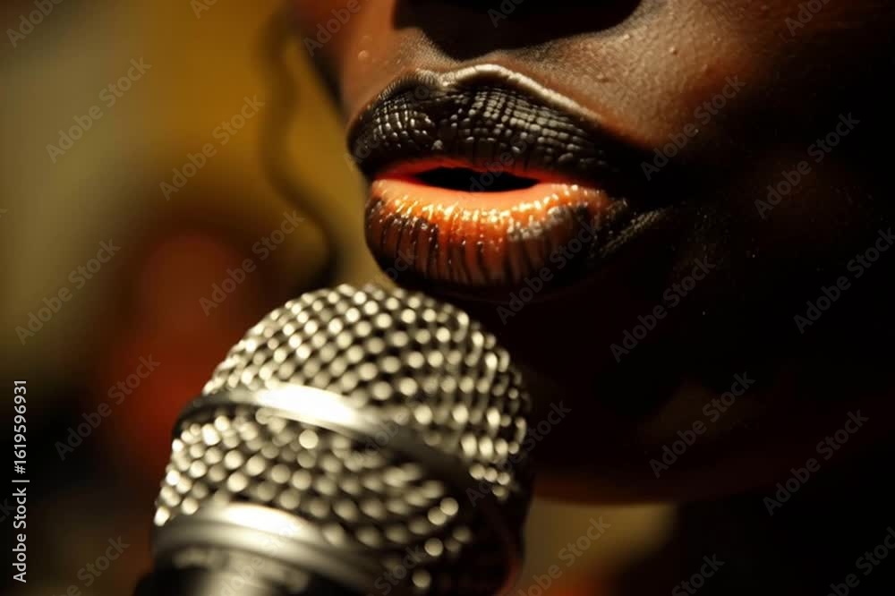 Women of color in musical industry. Song production. Crooner on stage ...