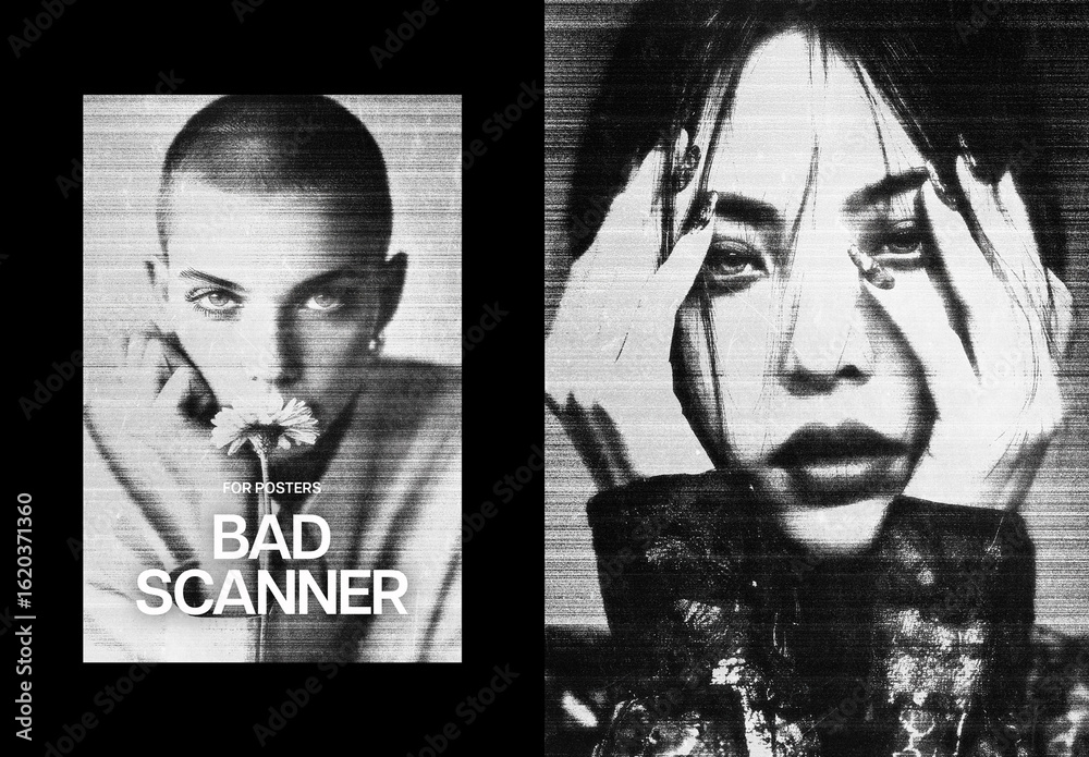 Bad Scanner Poster Photo Effect Mockup Stock Template | Adobe Stock