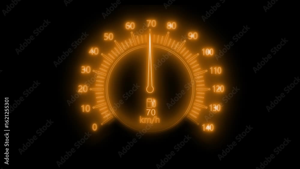 Glowing Speedometer Displaying Animated, High-Speed Neon Speedometer ...