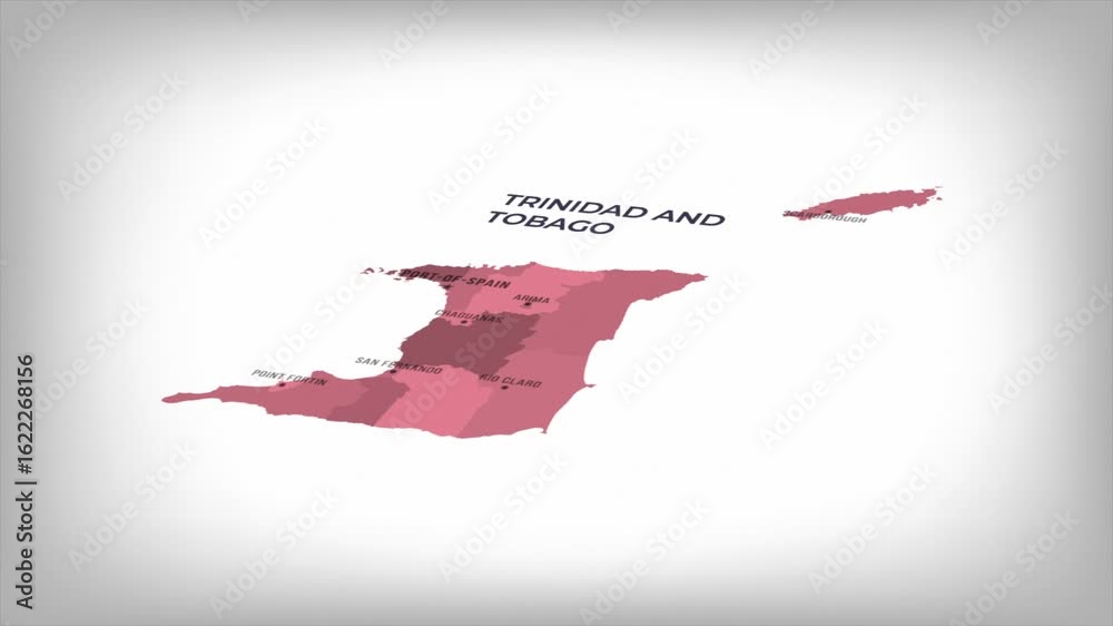 Animated Map of TRINIDAD AND TOBAGO with states Borders and Major ...