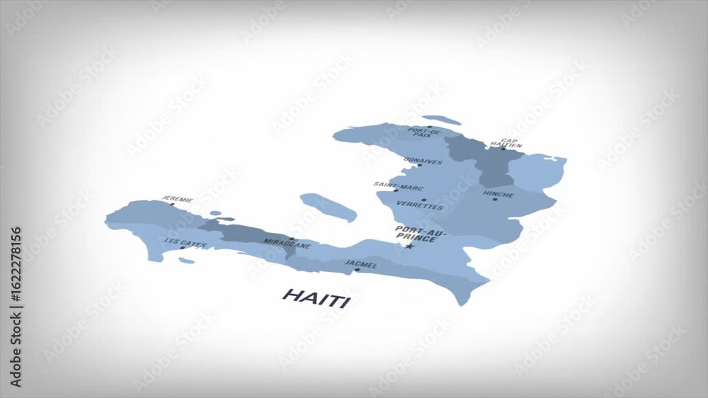Animated Map of HAITI with states Borders and Major Cities Positions ...