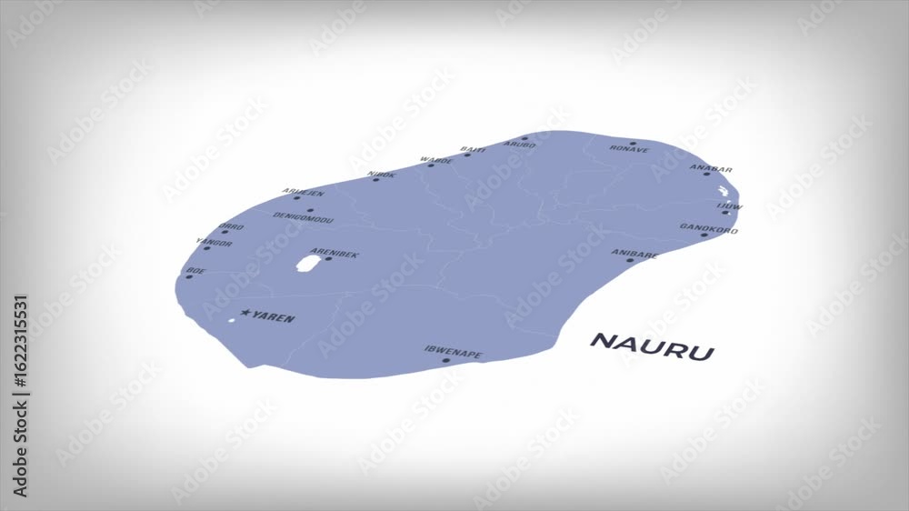 Animated Map of NAURU with states Borders and Major Cities Positions 素材 ...