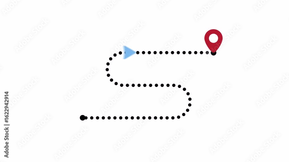 Two location pins connected by a dashed line animated. location pins ...