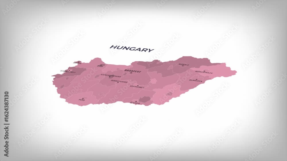 Video Stock Animated Map of HUNGARY with states Borders and Major ...
