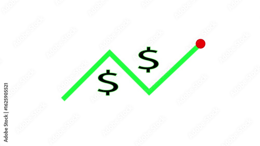 Motion graphics of green dollar sign graph for business economy ...
