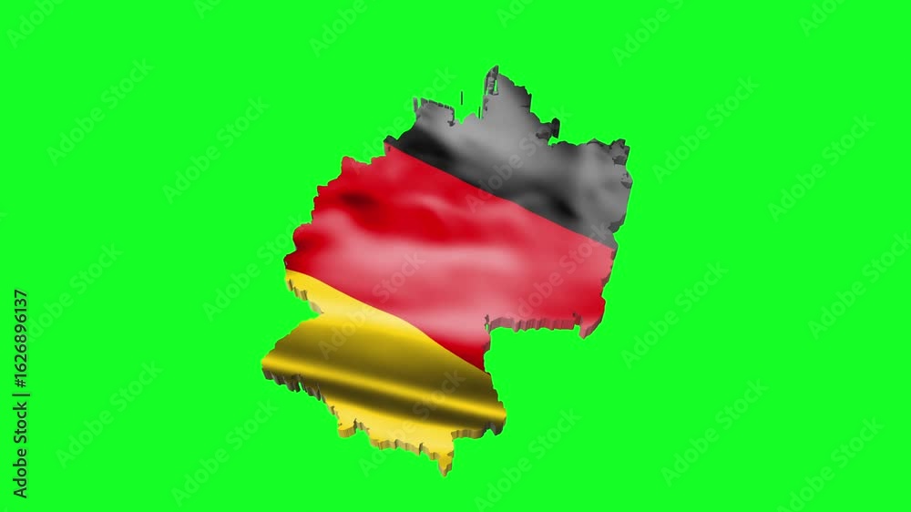 Animation of the 3D map of Germany in the colors of the Germany on a ...
