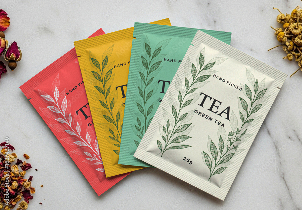 Stockmallen Tea Sachets Mockup | Adobe Stock