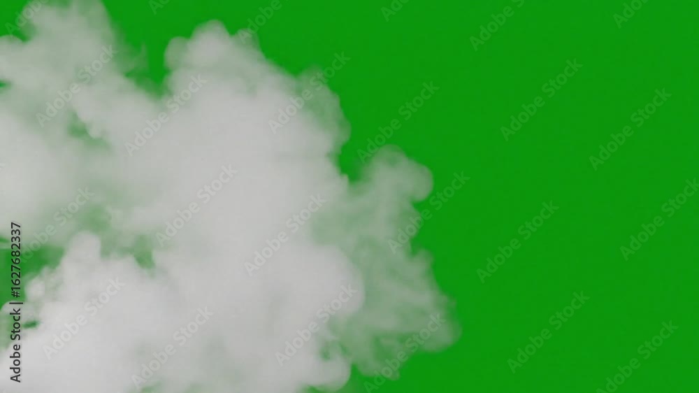white smoke animation, dense foggy cloud moving across green screen ...