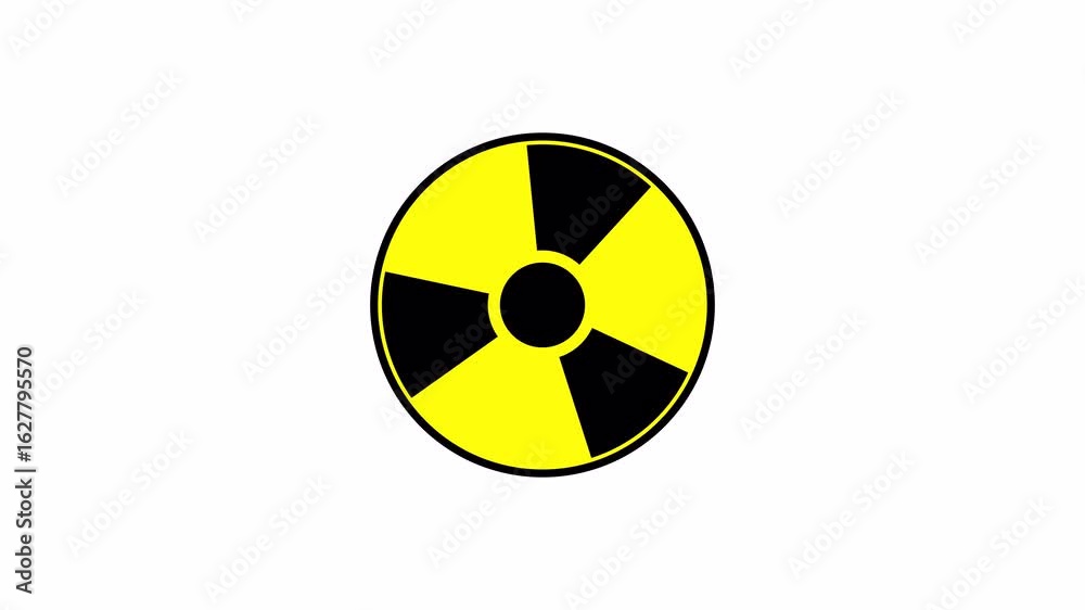 Radioactive symbol animated icon, Nuclear radioactive symbol round ...