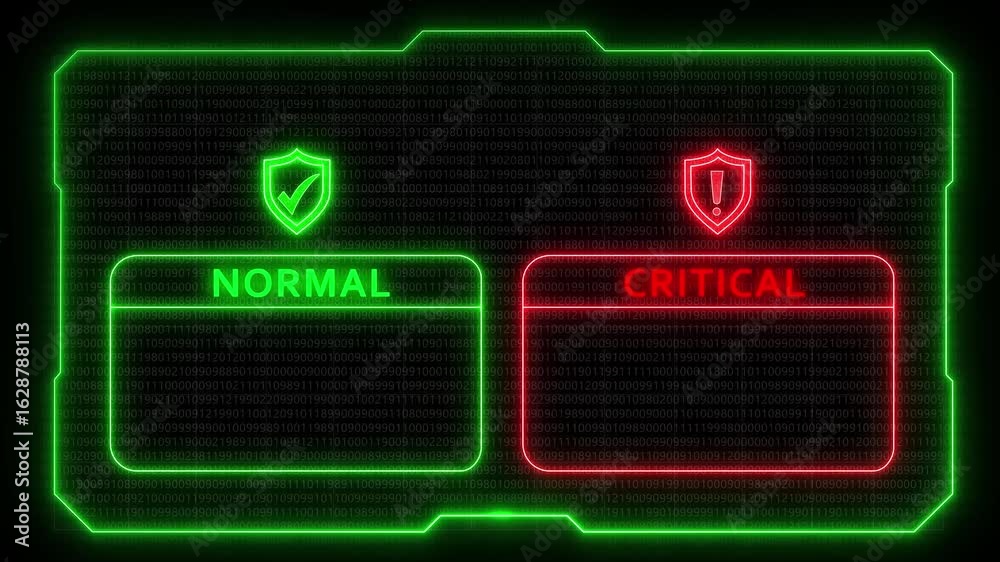 Video Stock hud frame side-by- tick and warning 4k animation. side ...