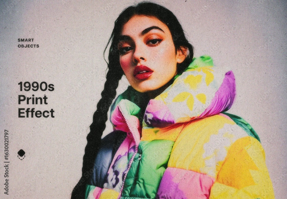 1990s Print Photo Effect Mockup Stock Template | Adobe Stock