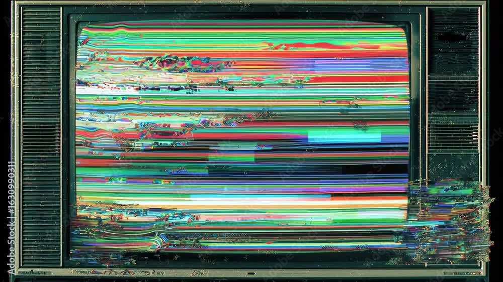Glitch TV Display: A retro television screen showcases an electrifying ...