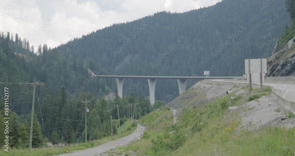 Park Bridge from the Kicking Horse rest area that crosses over Kicking ...