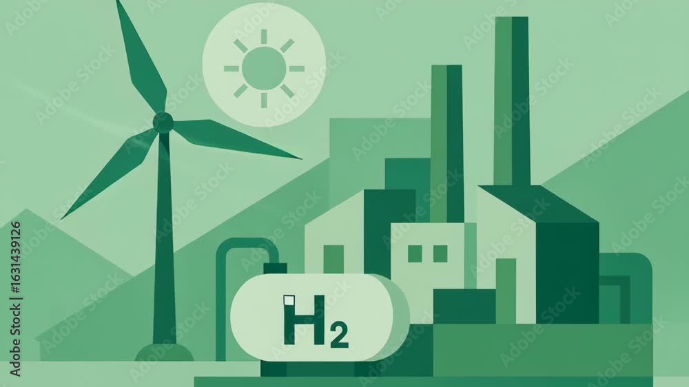 Green hydrogen energy powers industrial plant and factory with wind ...