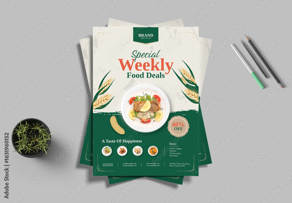 Weekly Food Deals Flyer Layout Design Stock Template | Adobe Stock