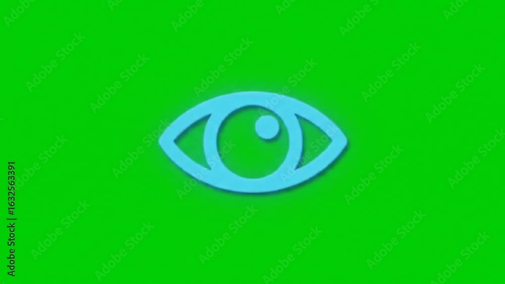 Simple Eye Icon Blinking With Light Blue Glow on Green Screen | Vision ...