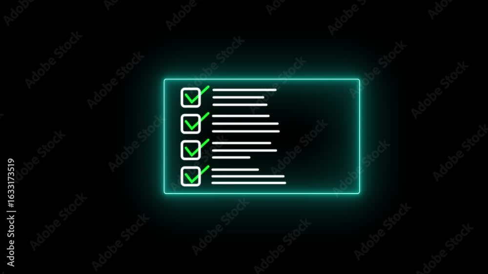 Digital Checklist Mark Check List Animation with Box on Black ...