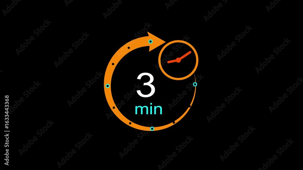 Abstract clock icon animation. arrow Clock 3 minute icon Digital and ...